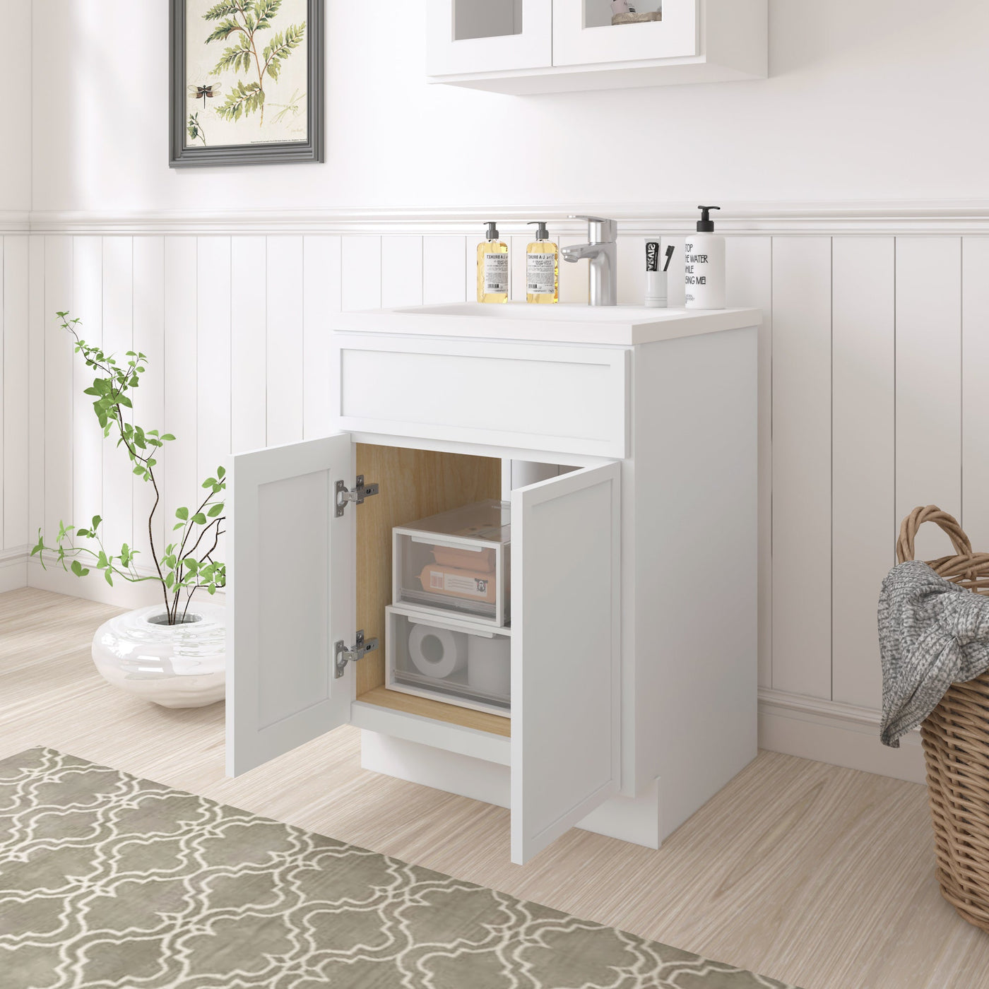 24" Birch Plywood Freestanding Single Base Storage Cabinet with Soft C ...