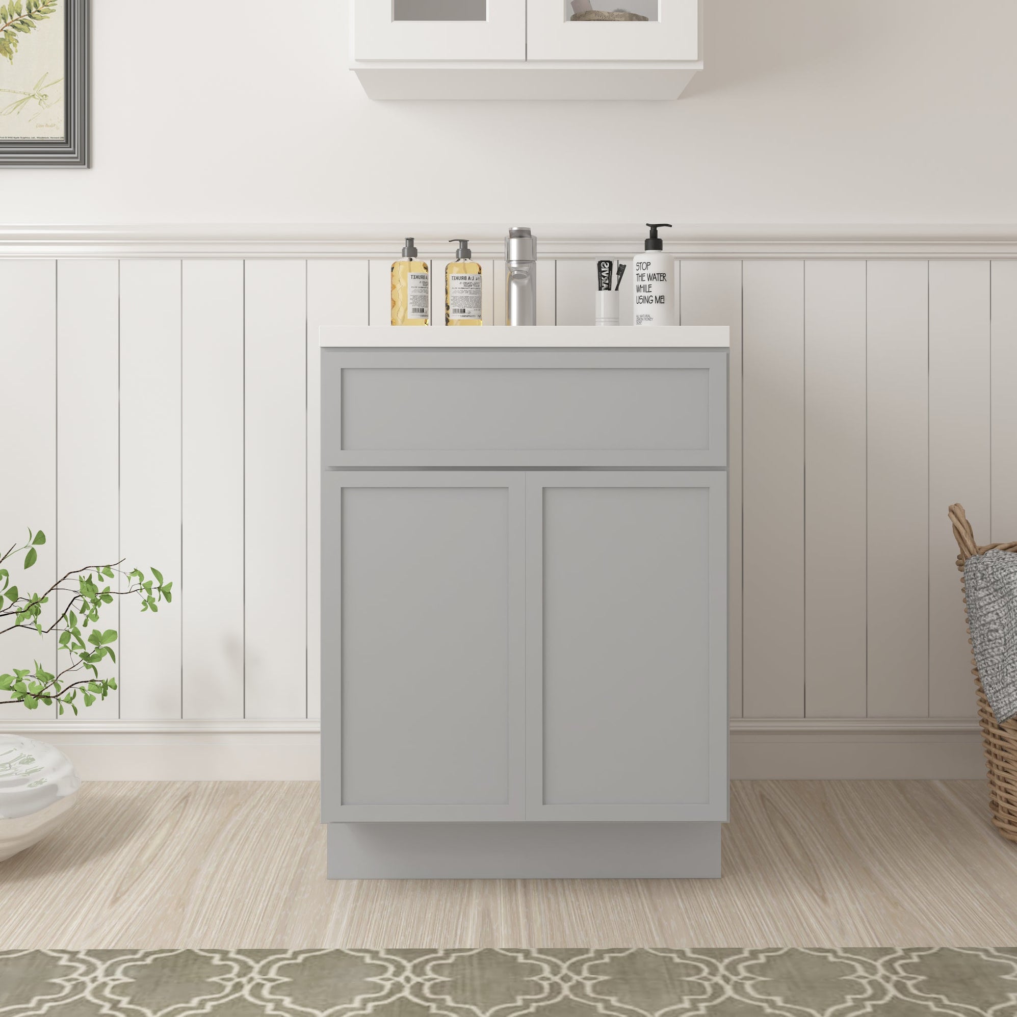 24" Birch Plywood Freestanding Single Base Storage Cabinet with Soft C ...