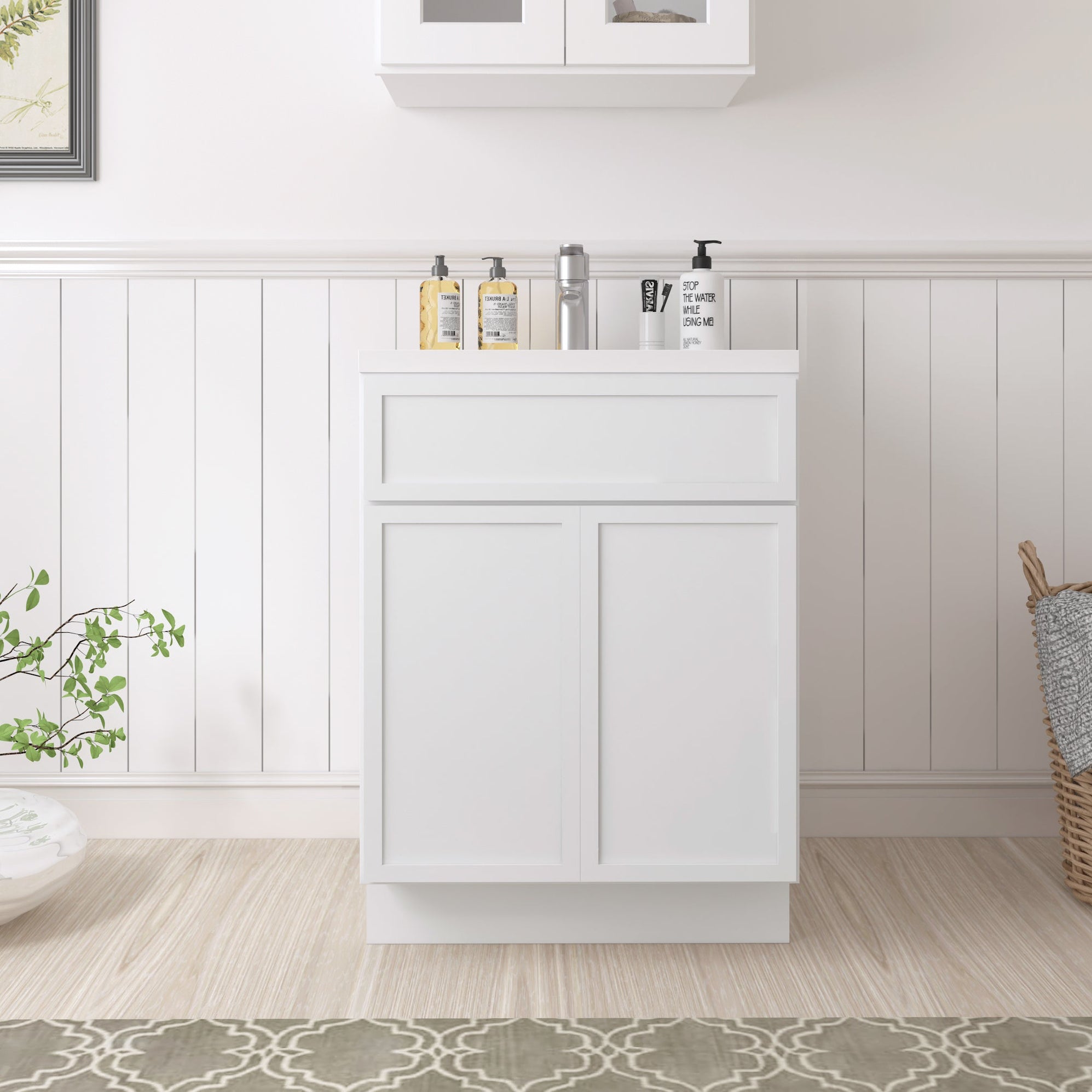 24" Birch Plywood Freestanding Single Base Storage Cabinet with Soft C ...