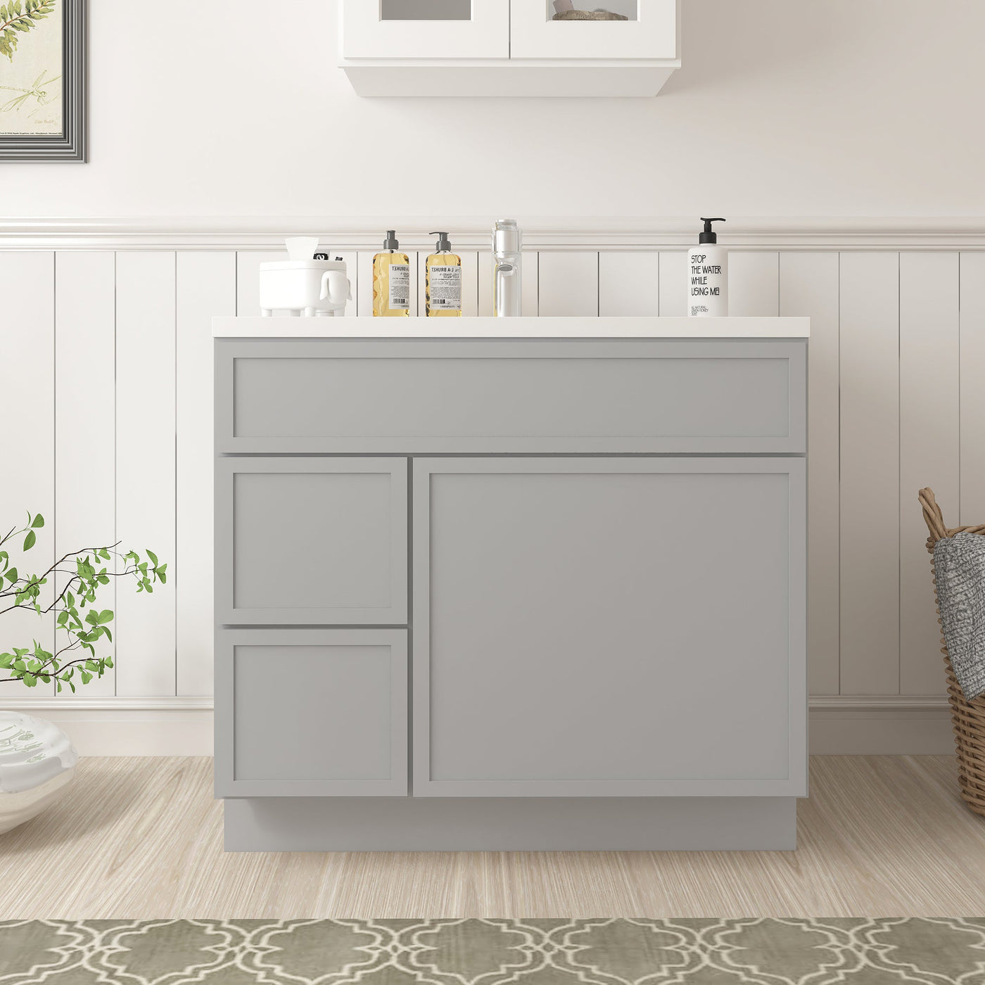 36" Birch Plywood Freestanding Single Base Storage Cabinet, With Soft ...