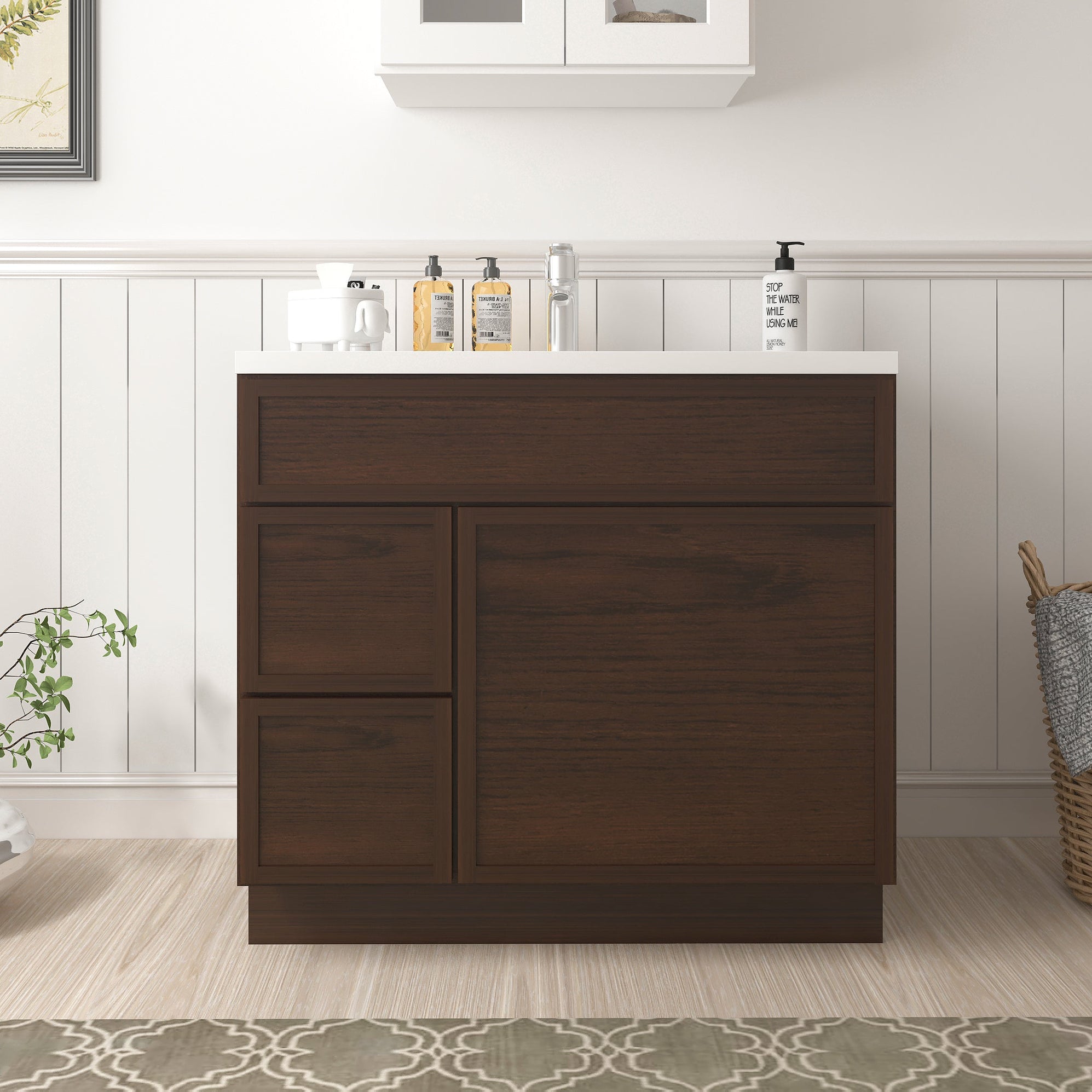 36" Birch Plywood Freestanding Single Base Storage Cabinet, With Soft ...
