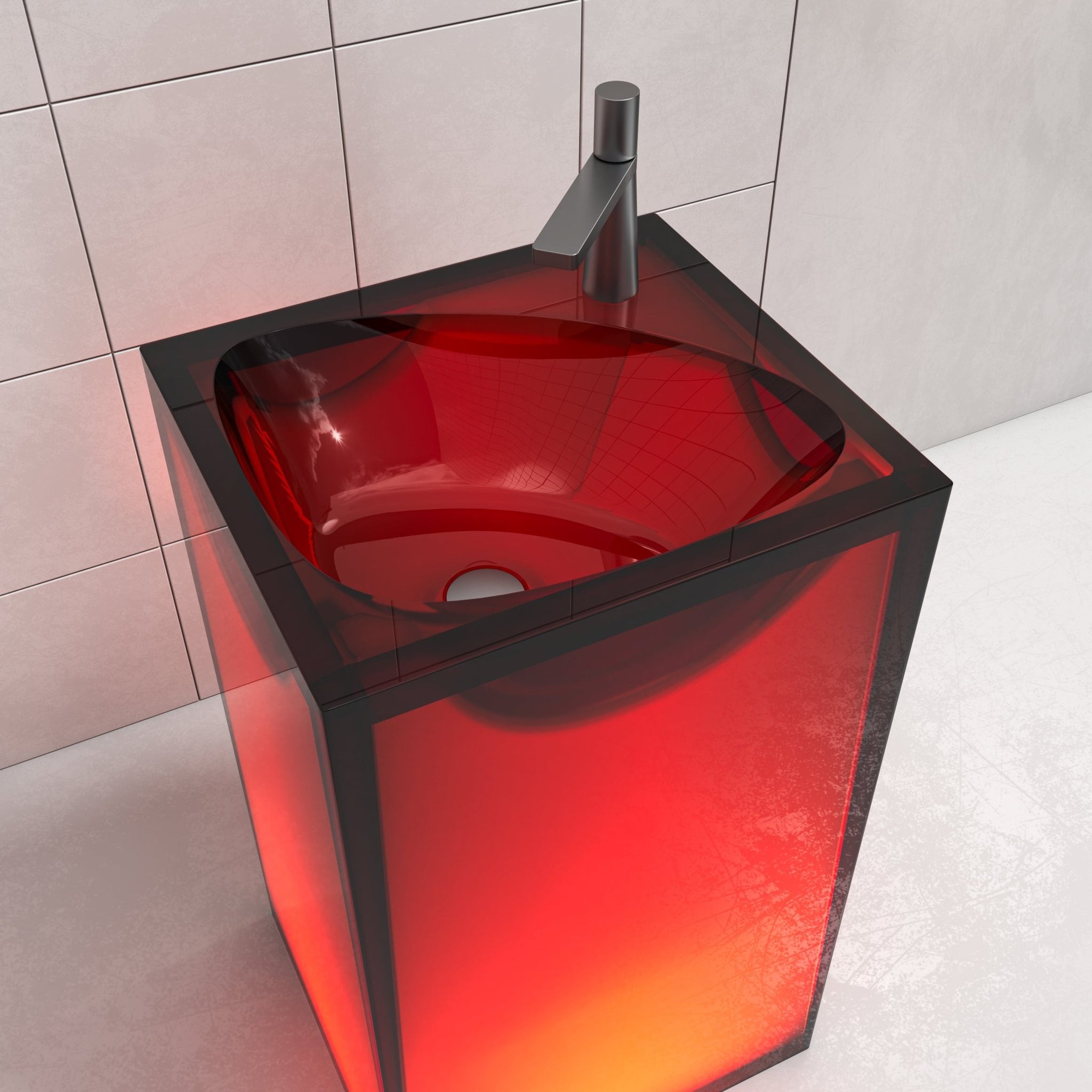 33.5" Height Stone Resin Pedestal Freestanding Bathroom Sink Hand Wash ...