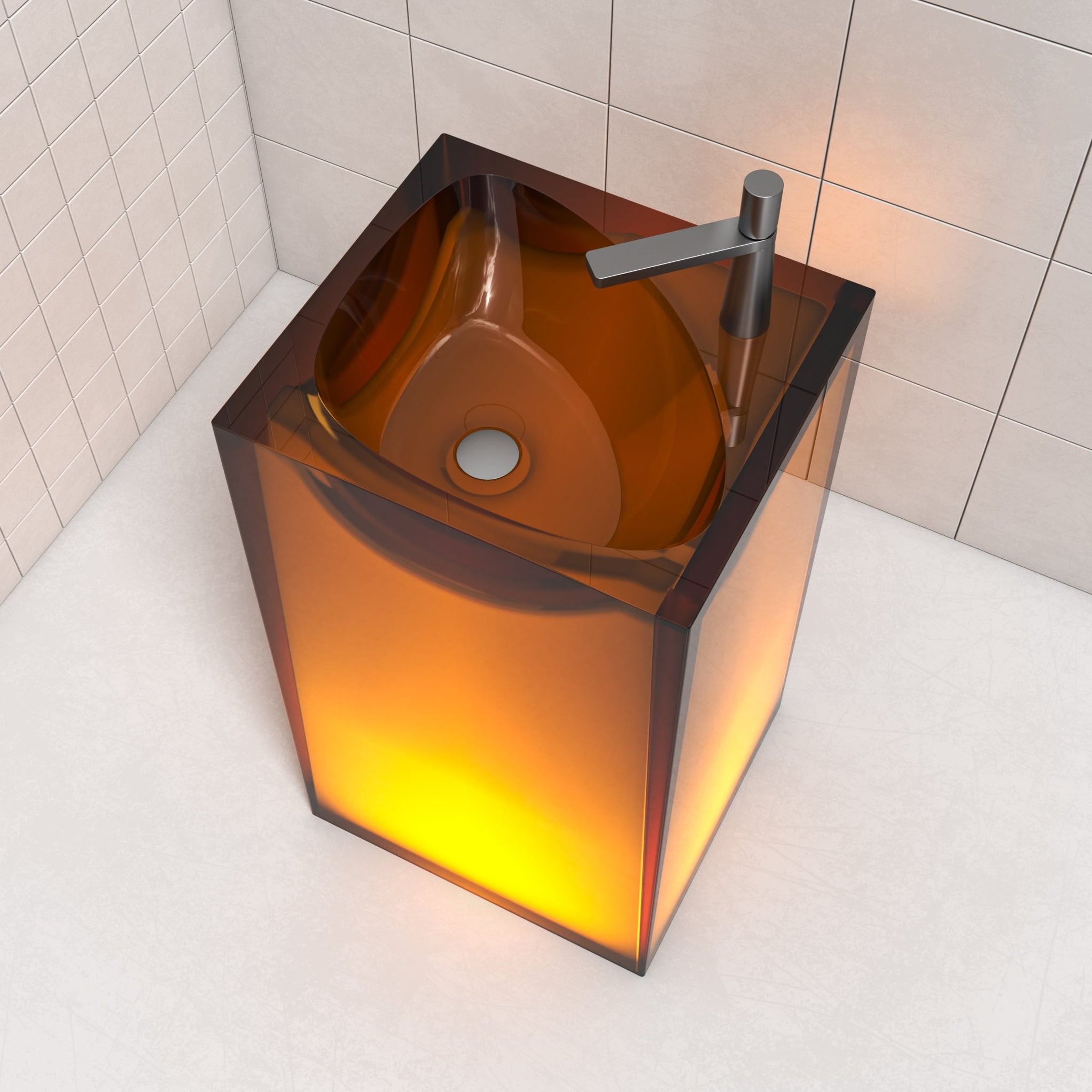 33.5" Height Stone Resin Pedestal Freestanding Bathroom Sink Hand Wash ...