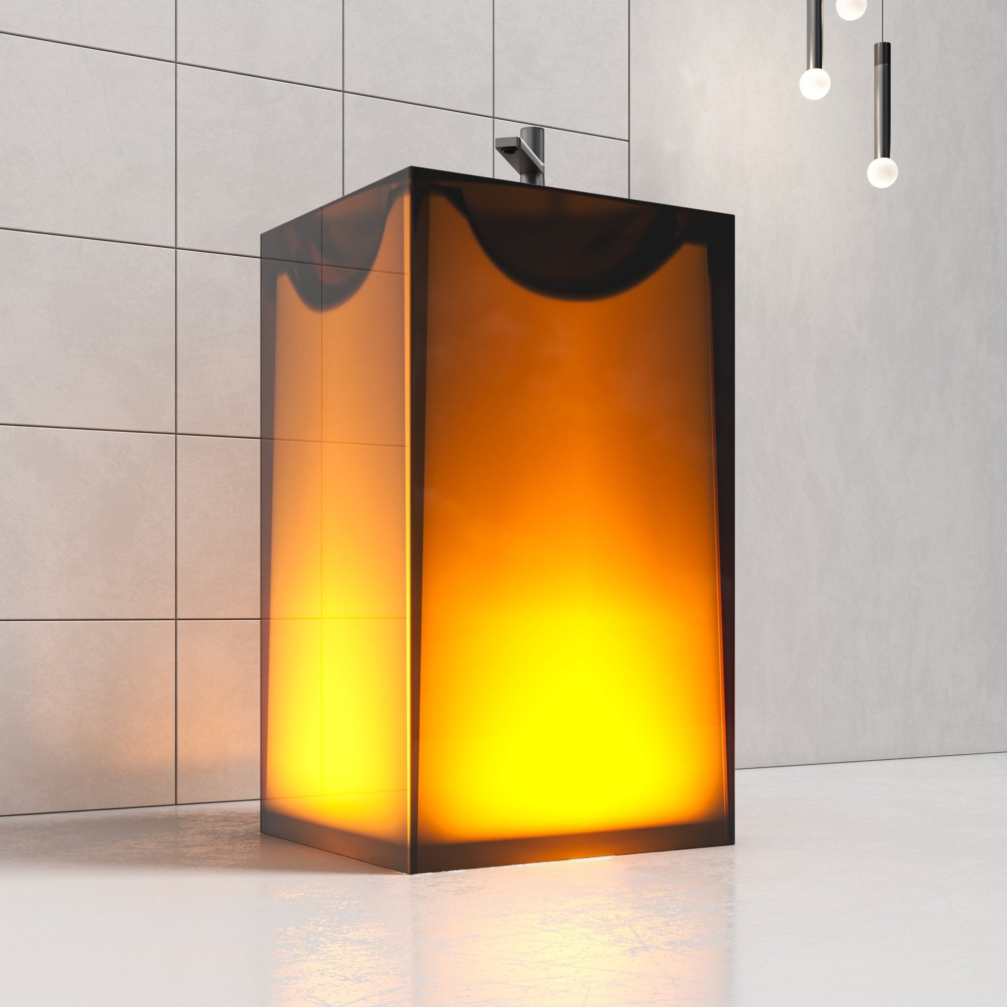 33.5" Height Stone Resin Pedestal Freestanding Bathroom Sink Hand Wash ...