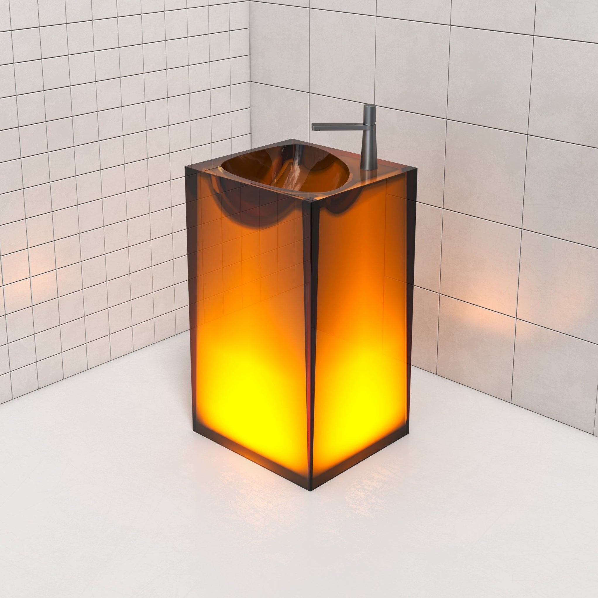 33.5" Height Stone Resin Pedestal Freestanding Bathroom Sink Hand Wash ...