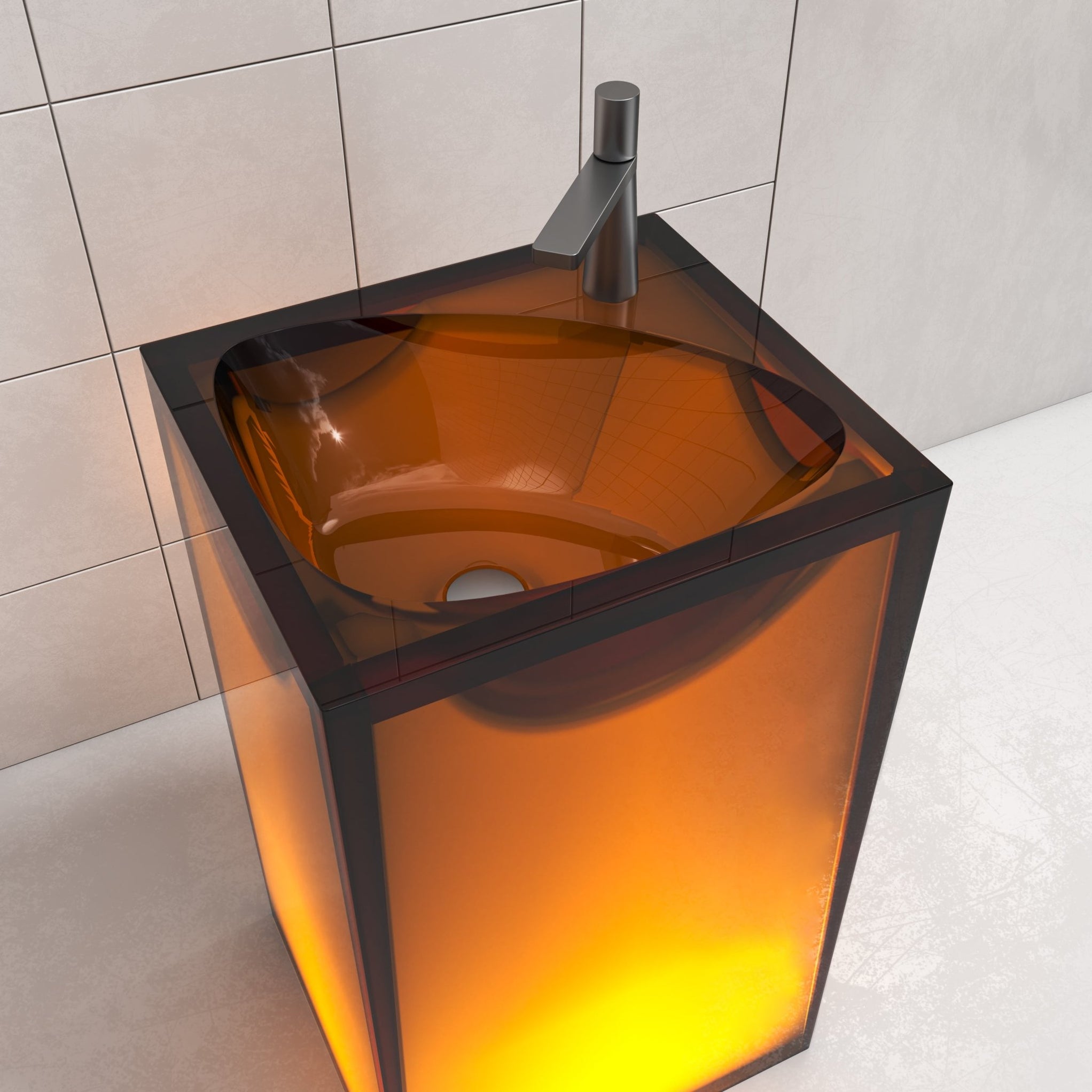 33.5" Height Stone Resin Pedestal Freestanding Bathroom Sink Hand Wash ...