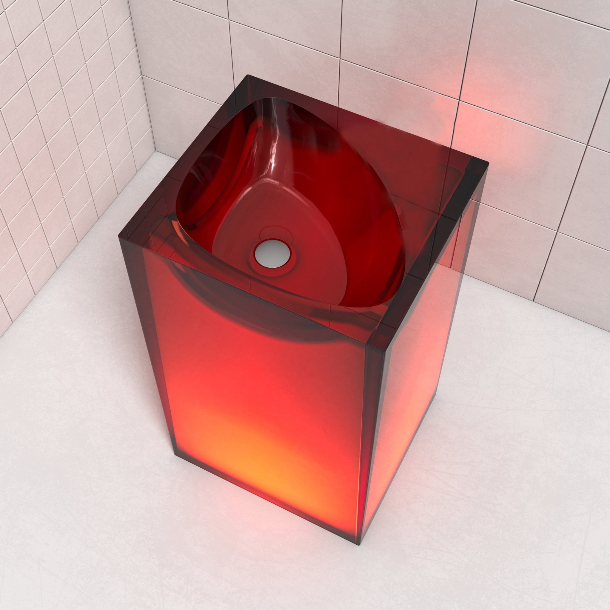 33.5" Height Stone Resin Pedestal Freestanding Bathroom Sink Hand Wash ...