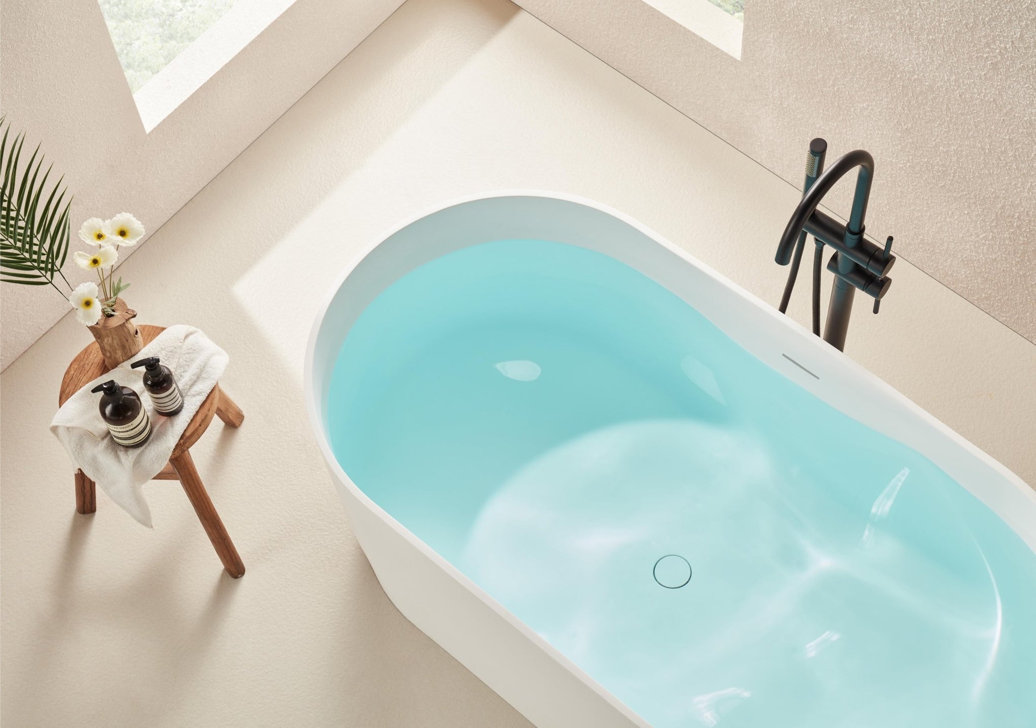 59" or 67” Stone Resin Ergonomic Shape Freestanding Bathtub, with Pure ...