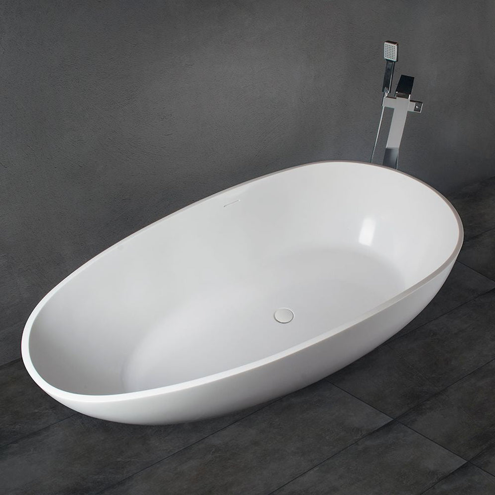 67" or 59" Flatbottom Freestanding Solid Surface Resin Stone Bathtub ...
