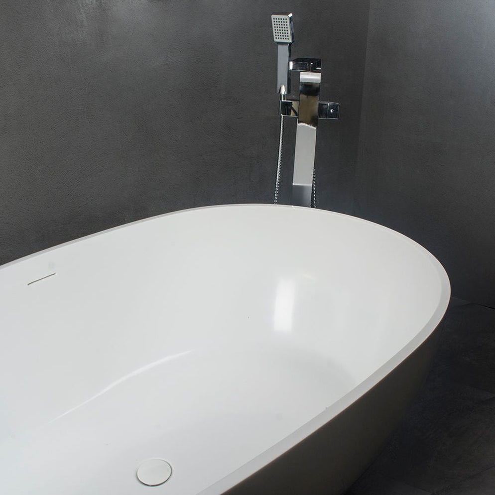 67" or 59" Flatbottom Freestanding Solid Surface Resin Stone Bathtub ...