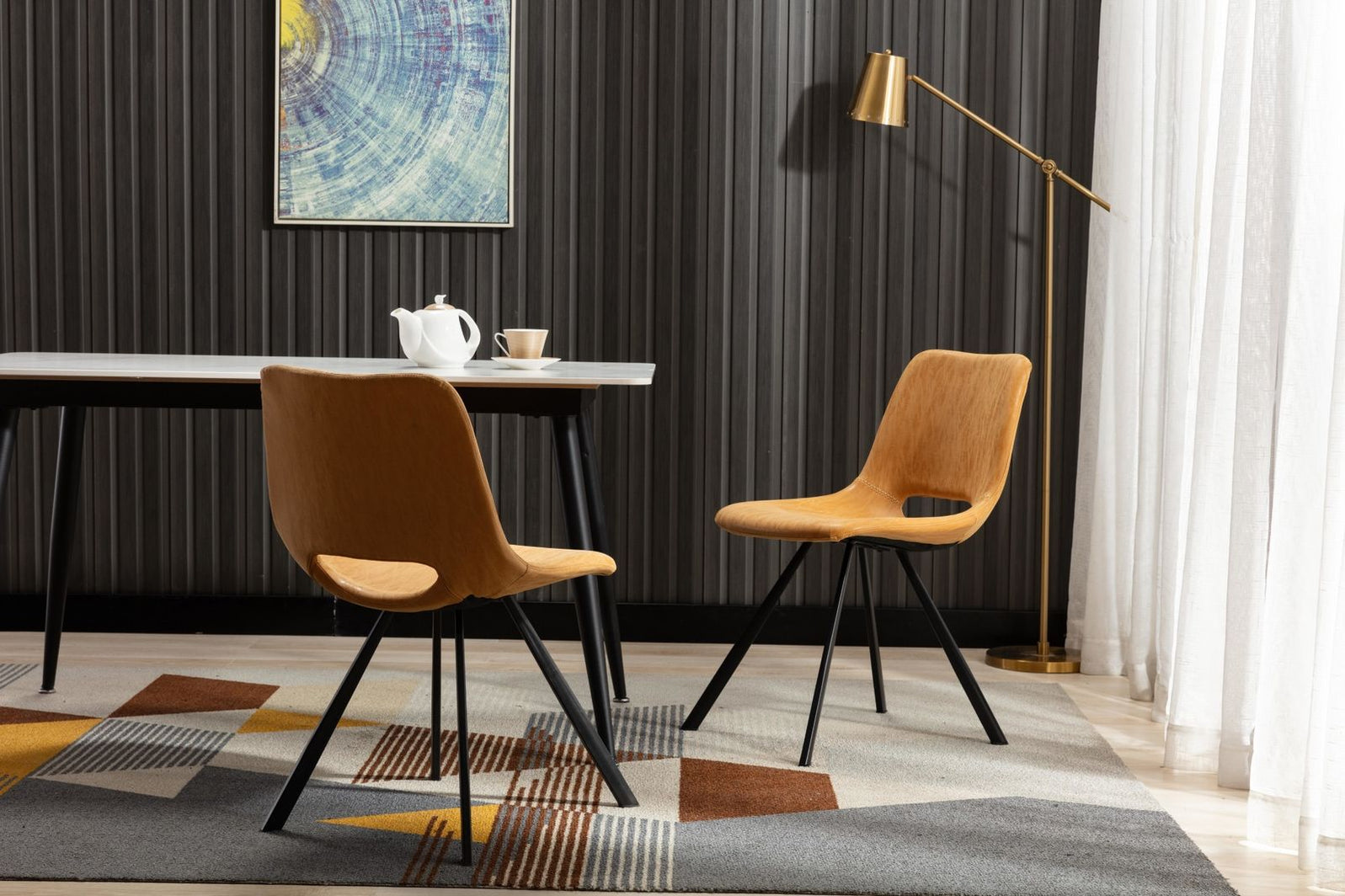 Modern Open Back Leather Dining Chairs - Set of 2 — HomeBeyond